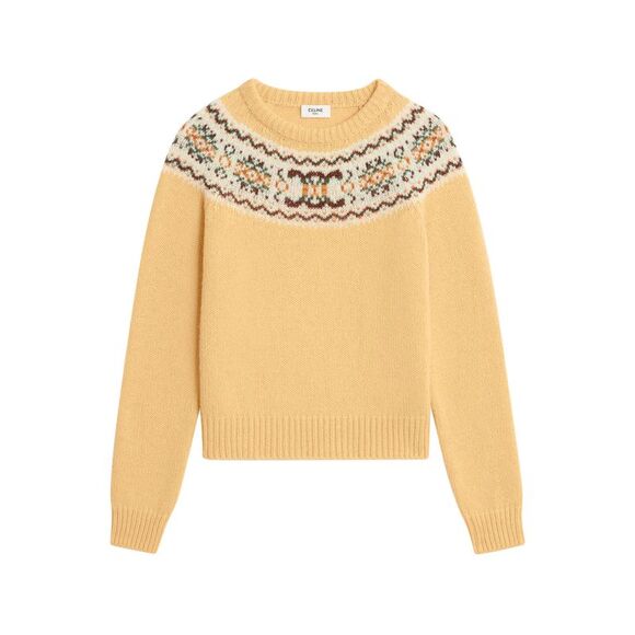 Celine | Sweaters | Celine Women Triomphe Fair Isle Wool Crew Neck ...
